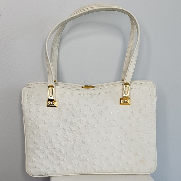Morris Moskowitz | Bags | Morris Moskowitz White Ostrich Leather Bag ...